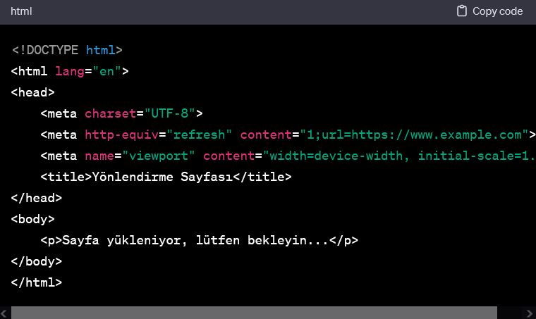 Html Saniyeli Yönlendirme Kodu - Detay.net